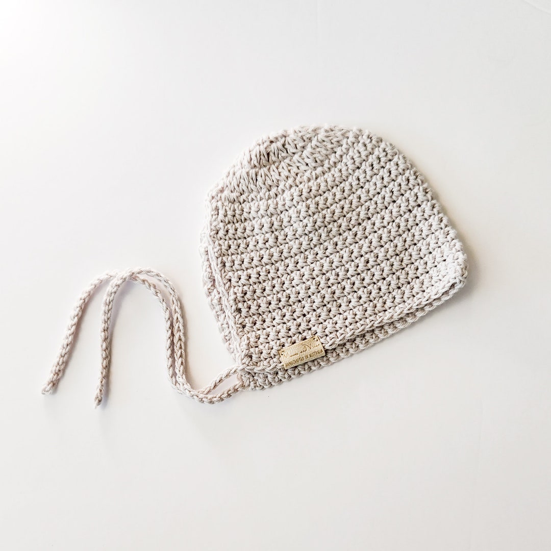 New Baby Grey Cotton Crochet Bonnet, Grey Baby Bonnet, Baby Photo Prop ...