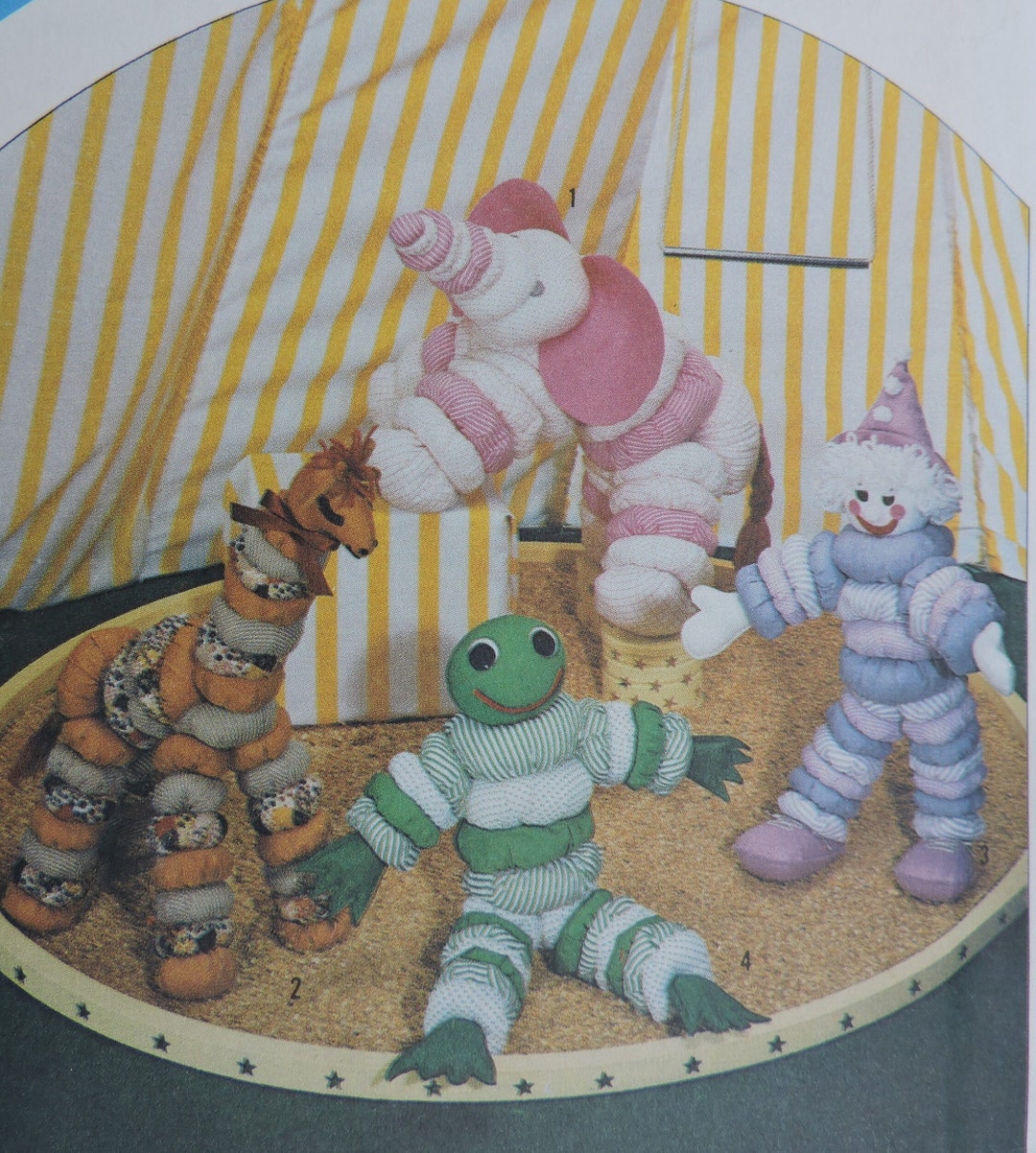 Puff Circle Three Animals Clown Dolls Craft Vintage Doll - Etsy