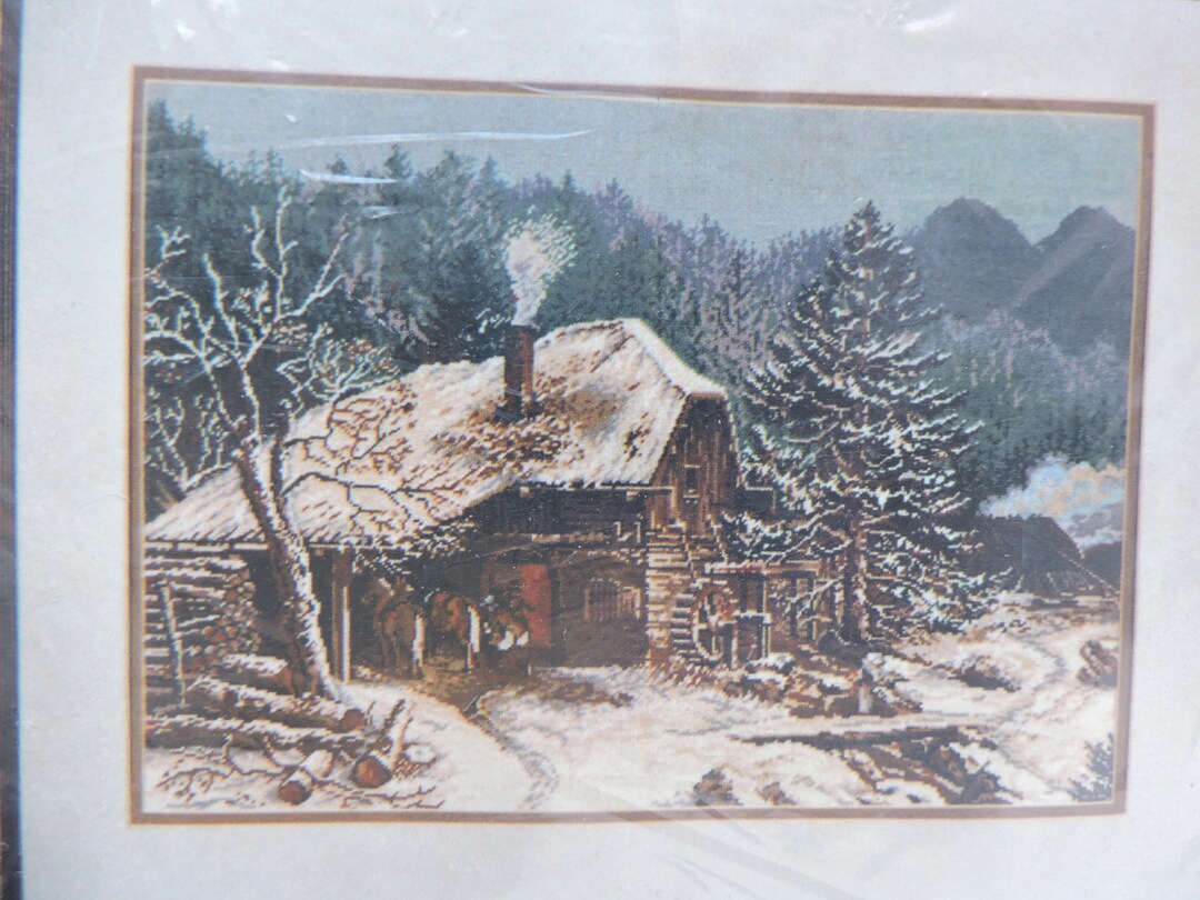Gitta's the Blacksmith Charted Cabin in Woods Petit Point Needlepoint ...