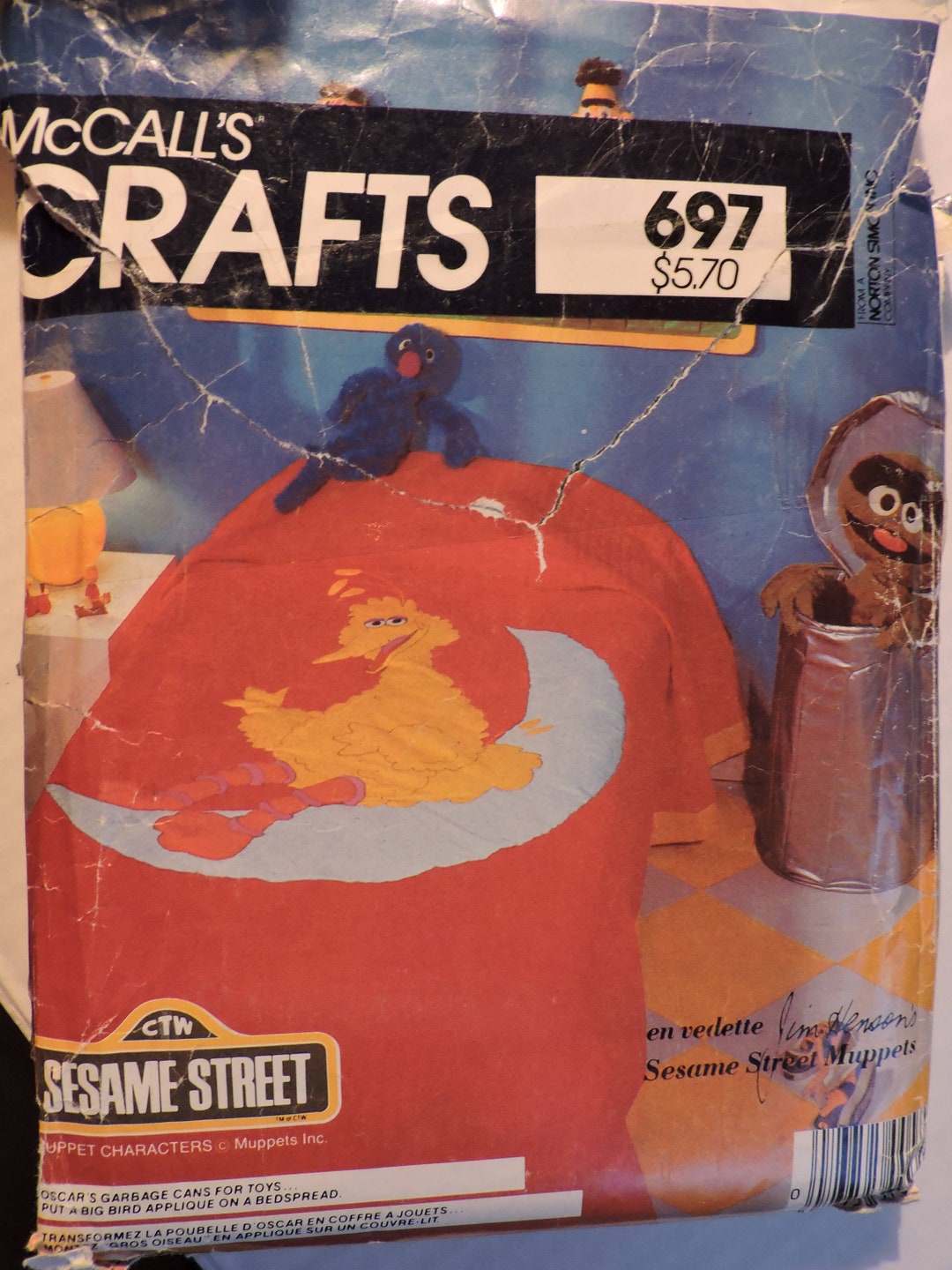 Vintage Sesame Street OSCAR Garbage Can Toy Hamper & Big Bird - Etsy