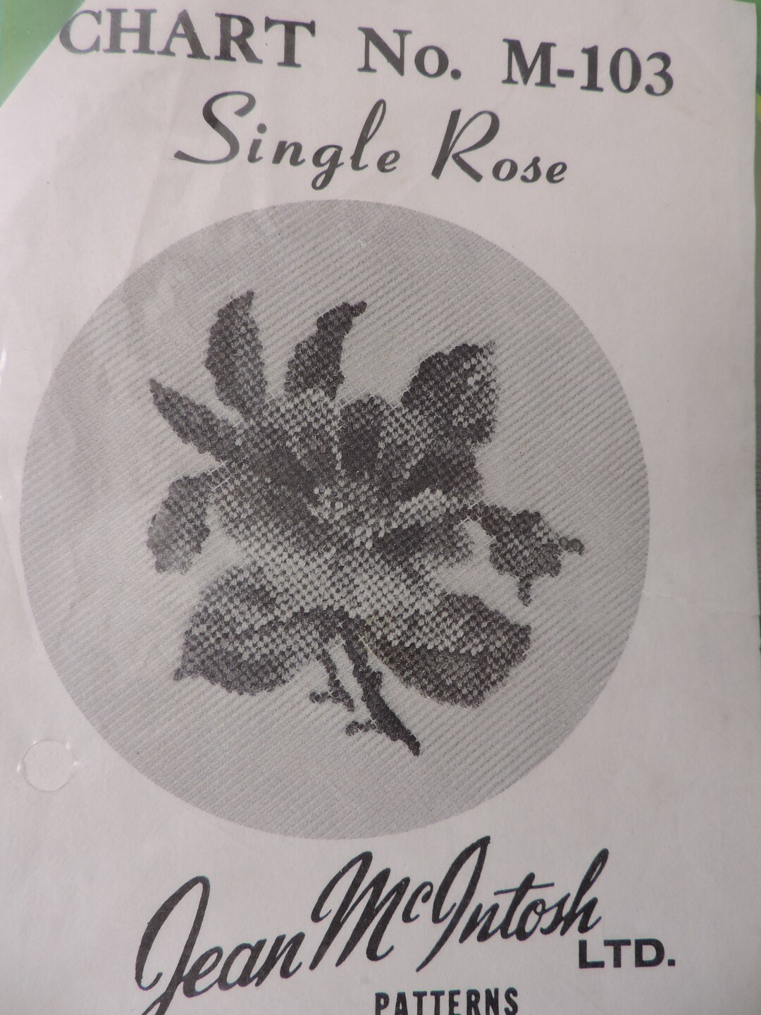 Single Rose Vintage 1951 Chart Jean Mcintosh Petit Point Needlepoint ...