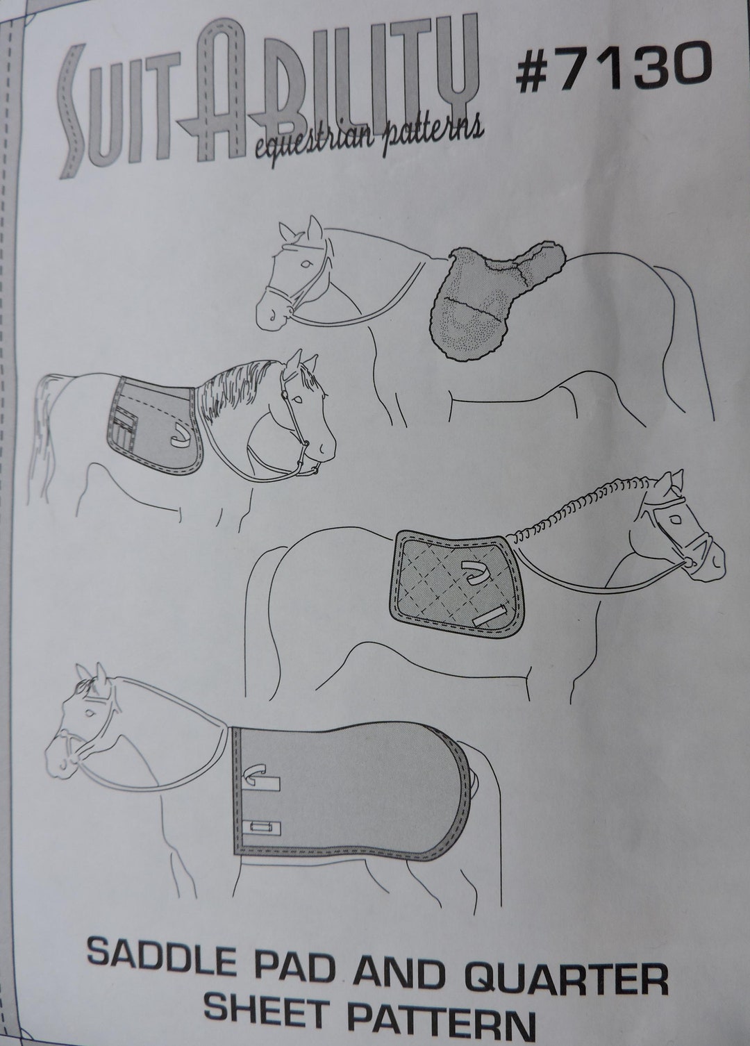 Suitability 7130 Saddle Pad and Quarter Sheet Equestrian UNCUT Sewing Western Pattern FREE ...
