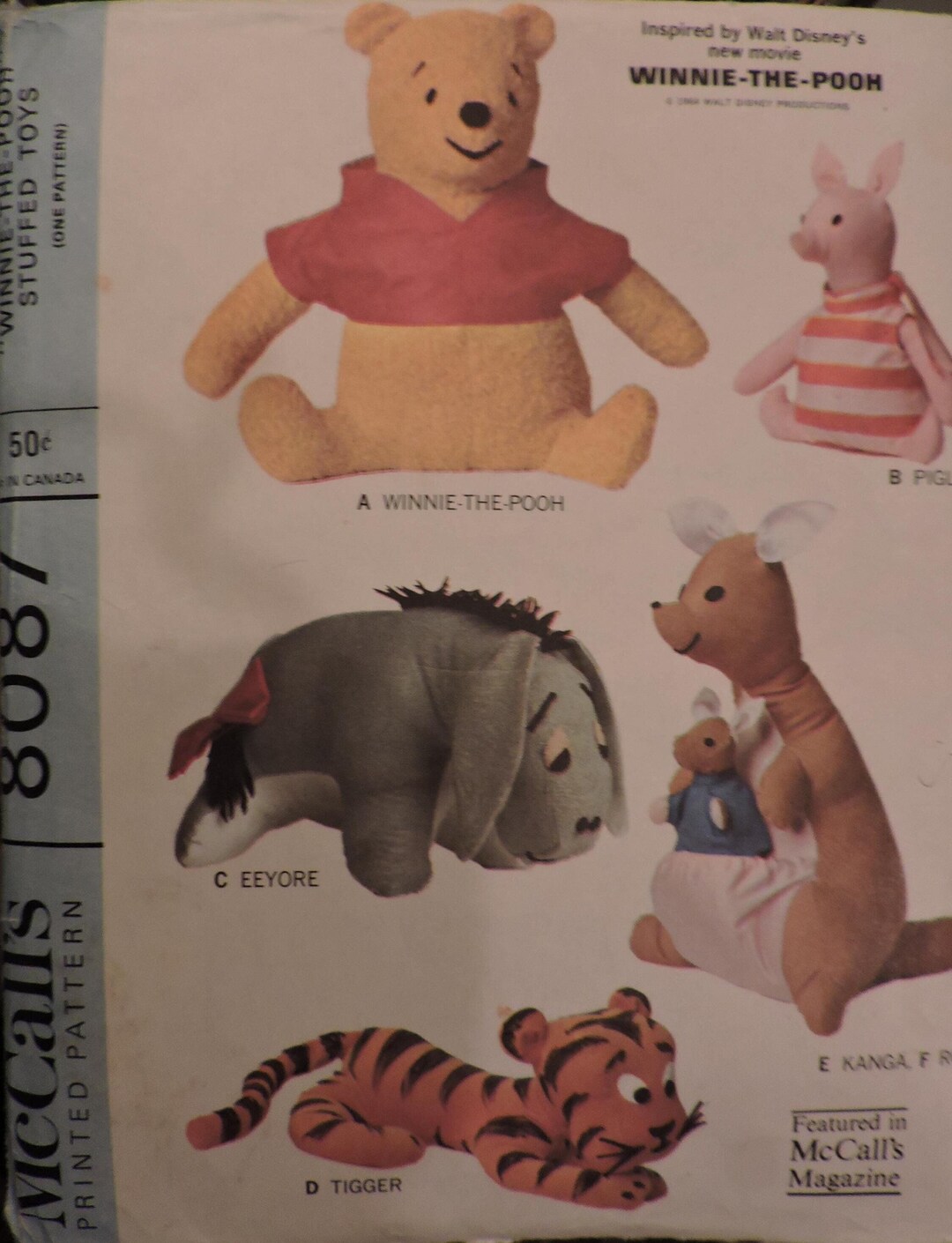 Winnie the Pooh Eeyore Piglet Tigger Kanga and Roo Stuffed Toy Sewing ...