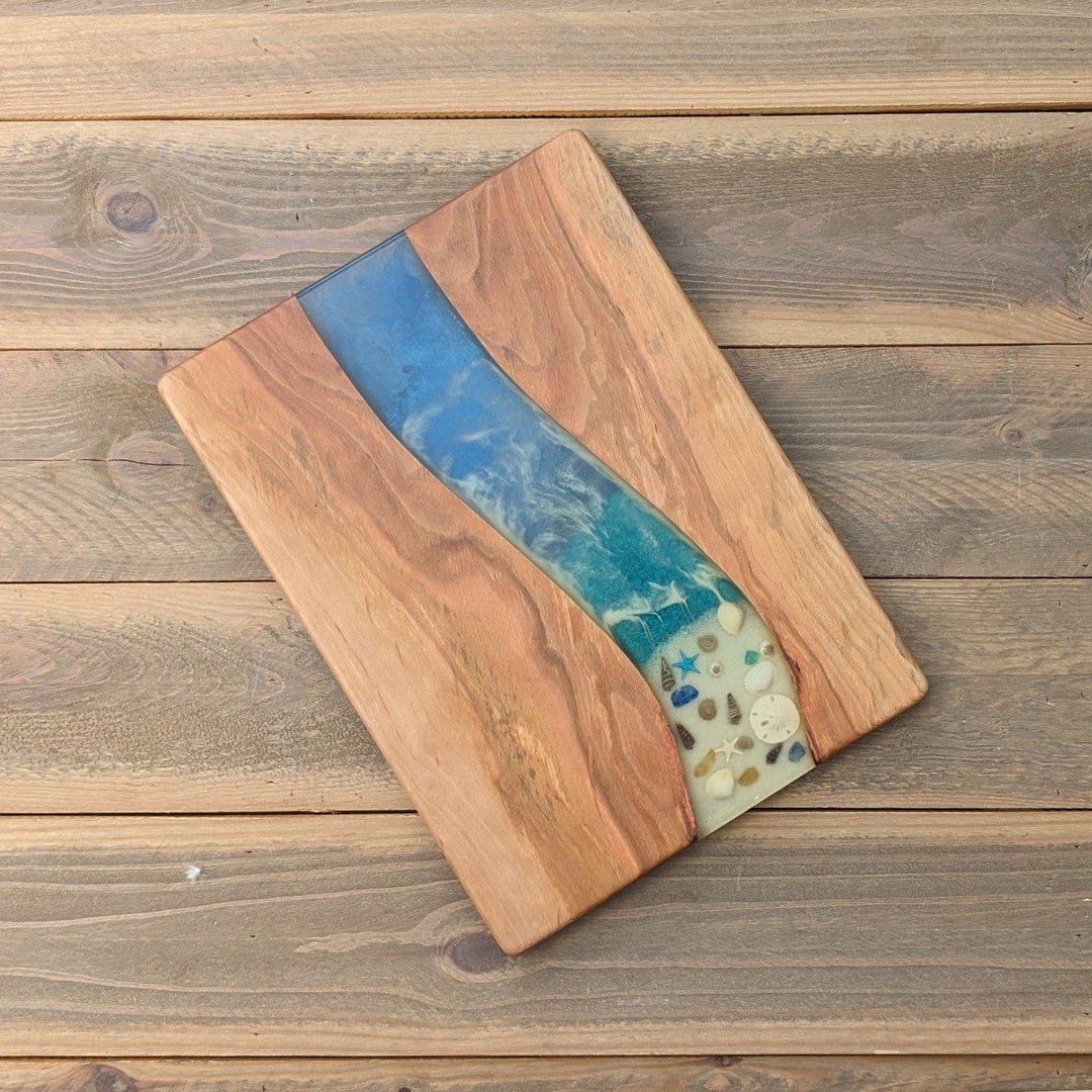 Ocean Board - River Rocks, Cutting Board, Waves, Driftwood, Charcuterie ...