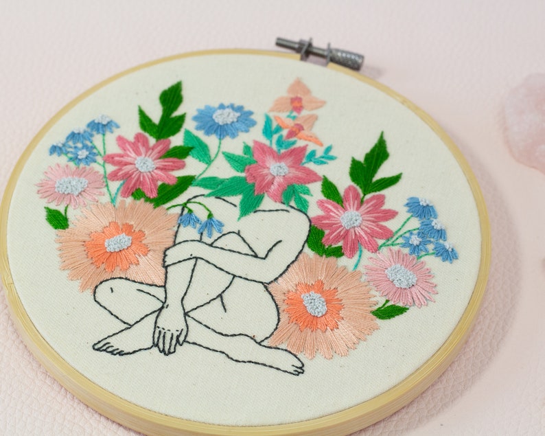 Female Body Embroidery Body Positive Decor Floral Woman - Etsy