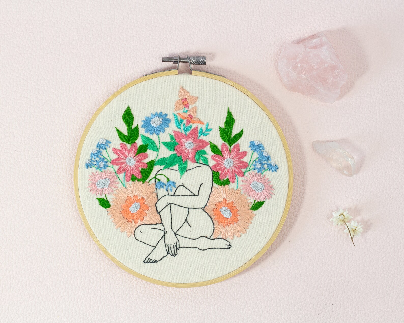 Female Body Embroidery Body Positive Decor Floral Woman - Etsy