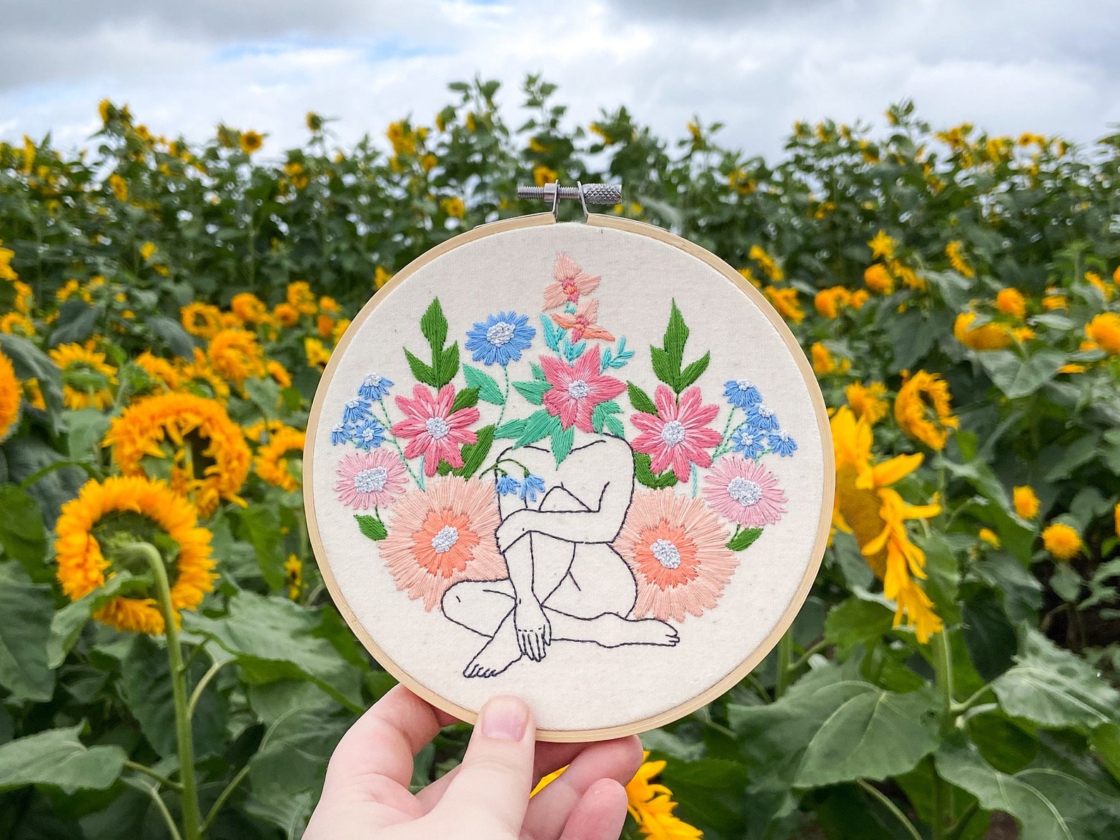 Female Body Embroidery Body Positive Decor Floral Woman - Etsy