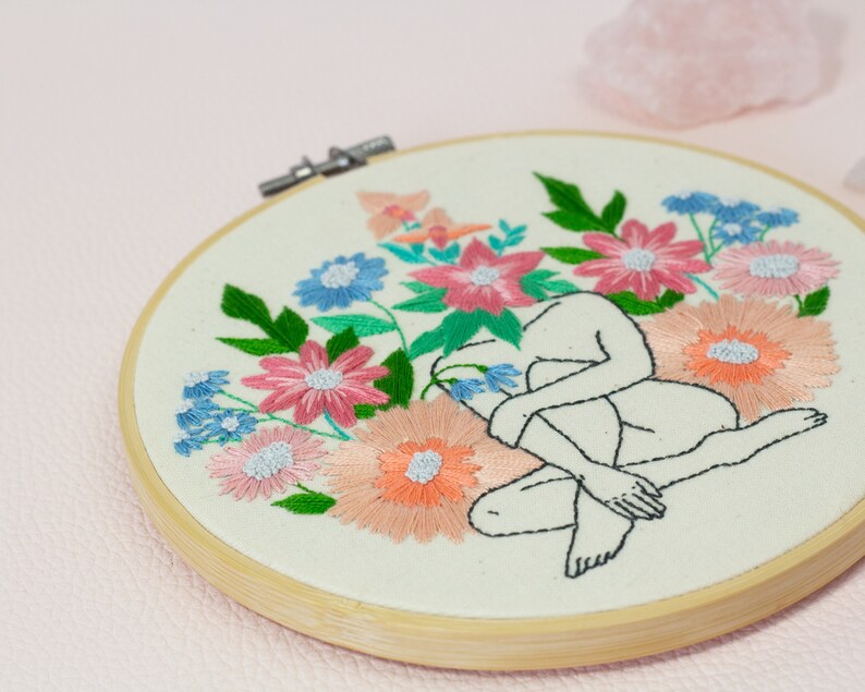 Female Body Embroidery Body Positive Decor Floral Woman - Etsy