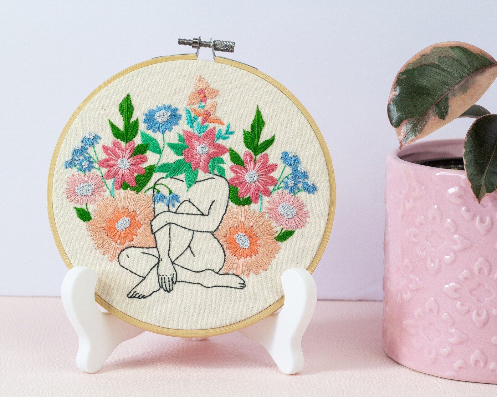 Female Body Embroidery Body Positive Decor Floral Woman - Etsy