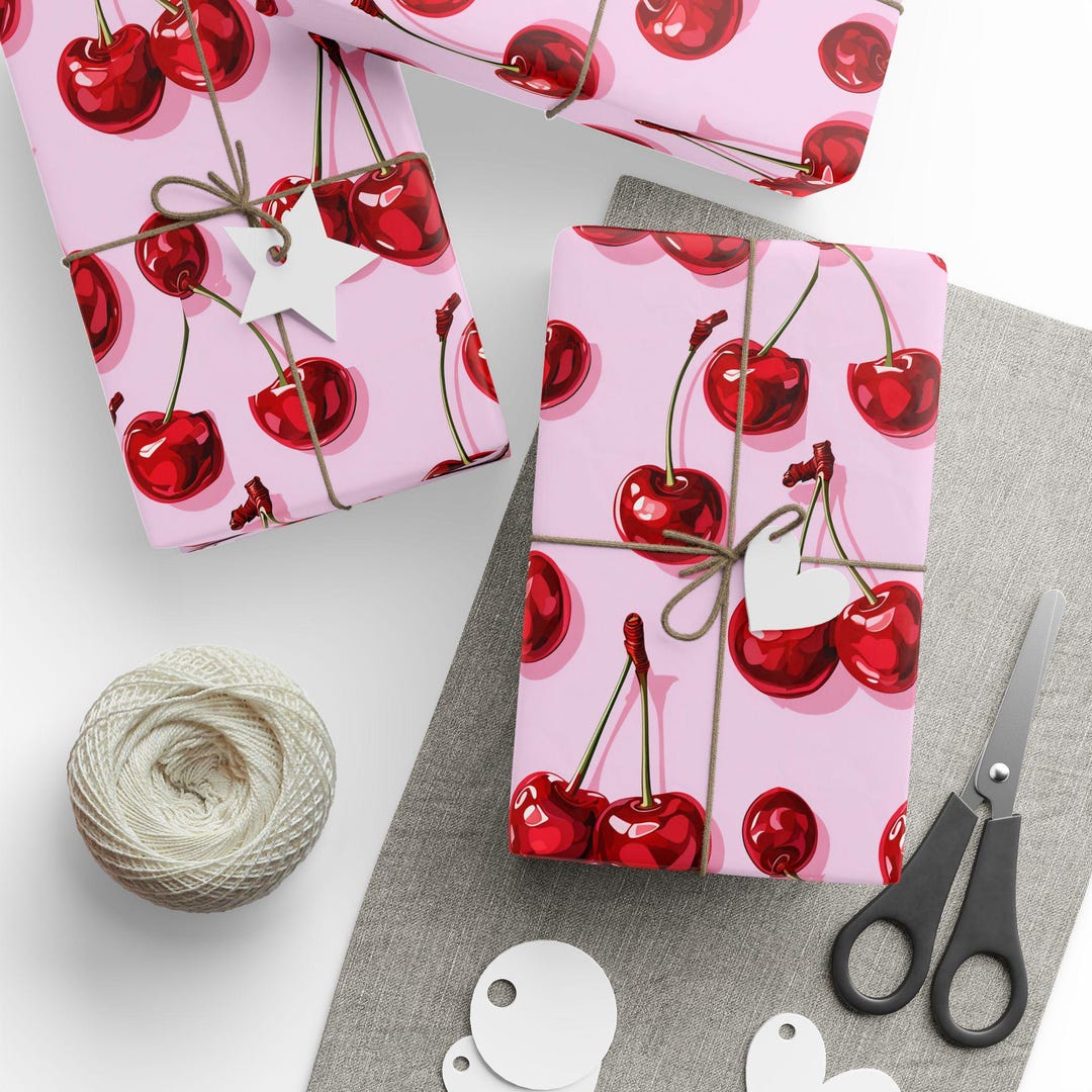 Cherry Print Wrapping Papers Cute Gift Wrap for Birthdays, Holidays ...