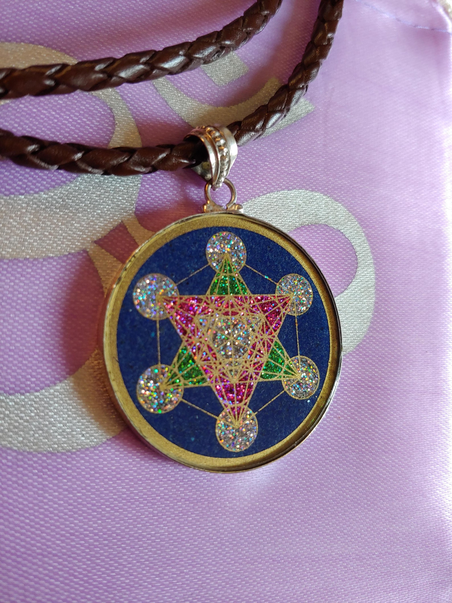 Metatron's Cube Medallion With Leather Necklace - Etsy