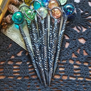 Twisted Hand Forged Iron Witches Nail, GLOW in the Dark Crystal Ball ...