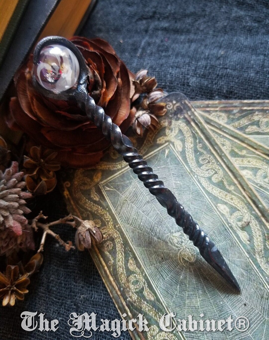 Twisted Hand Forged Iron Witches Nail Crystal Ball Candle - Etsy