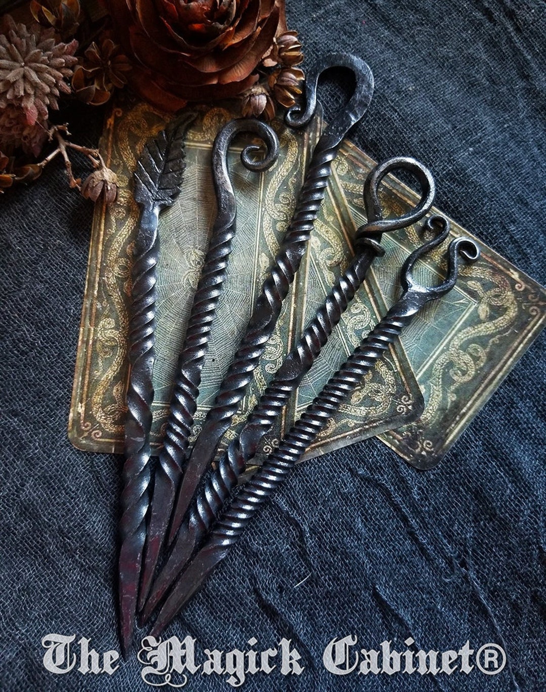 Twisted Hand Forged Iron Witches Nail, Hand Forged Iron Candle Scribe ...