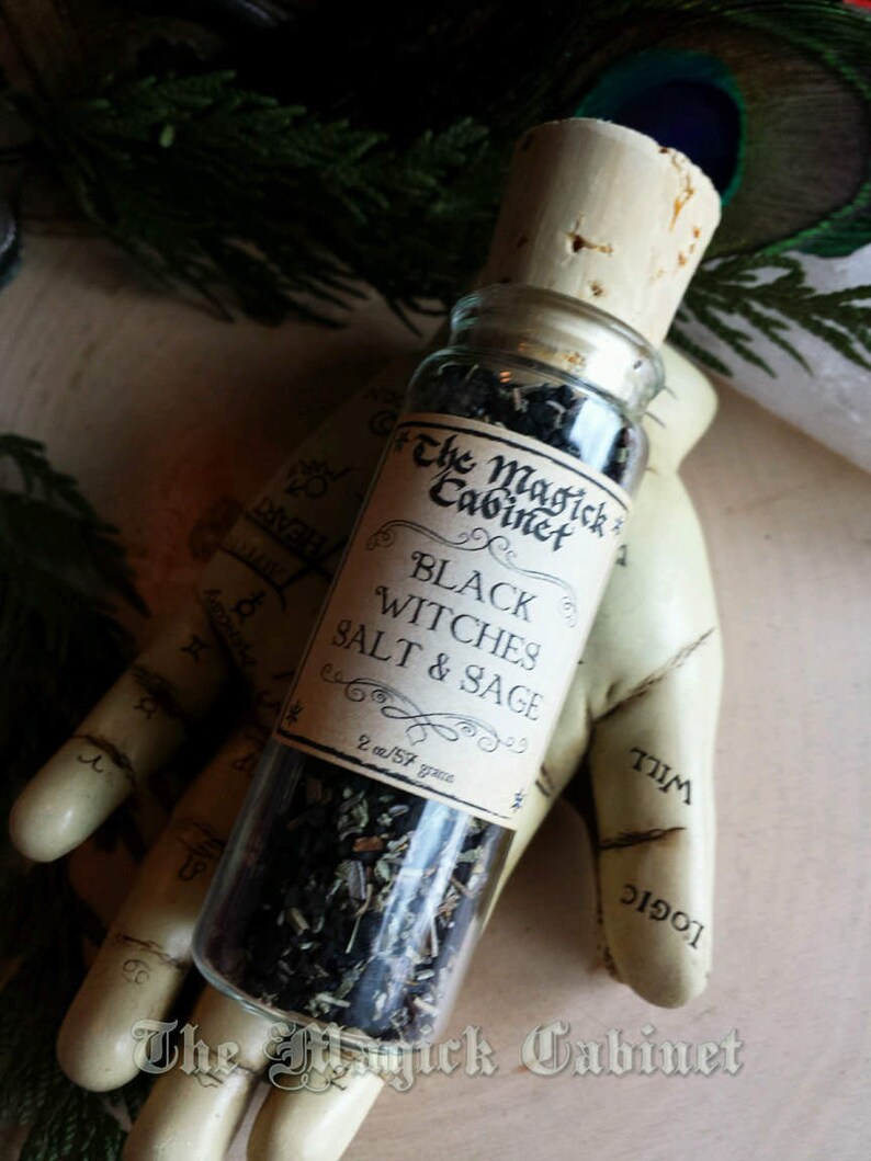 Witches Black Salt with Sage Witchcraft Herbs and Wicca | Etsy