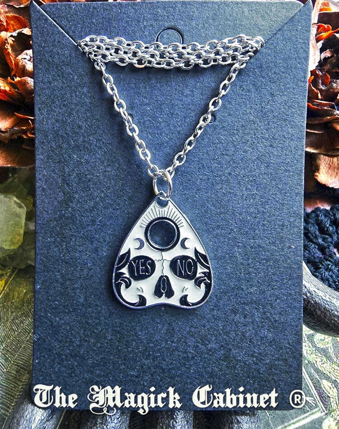 Enamel Planchette Skull Necklace: Macabre Halloween Jewelry - Etsy