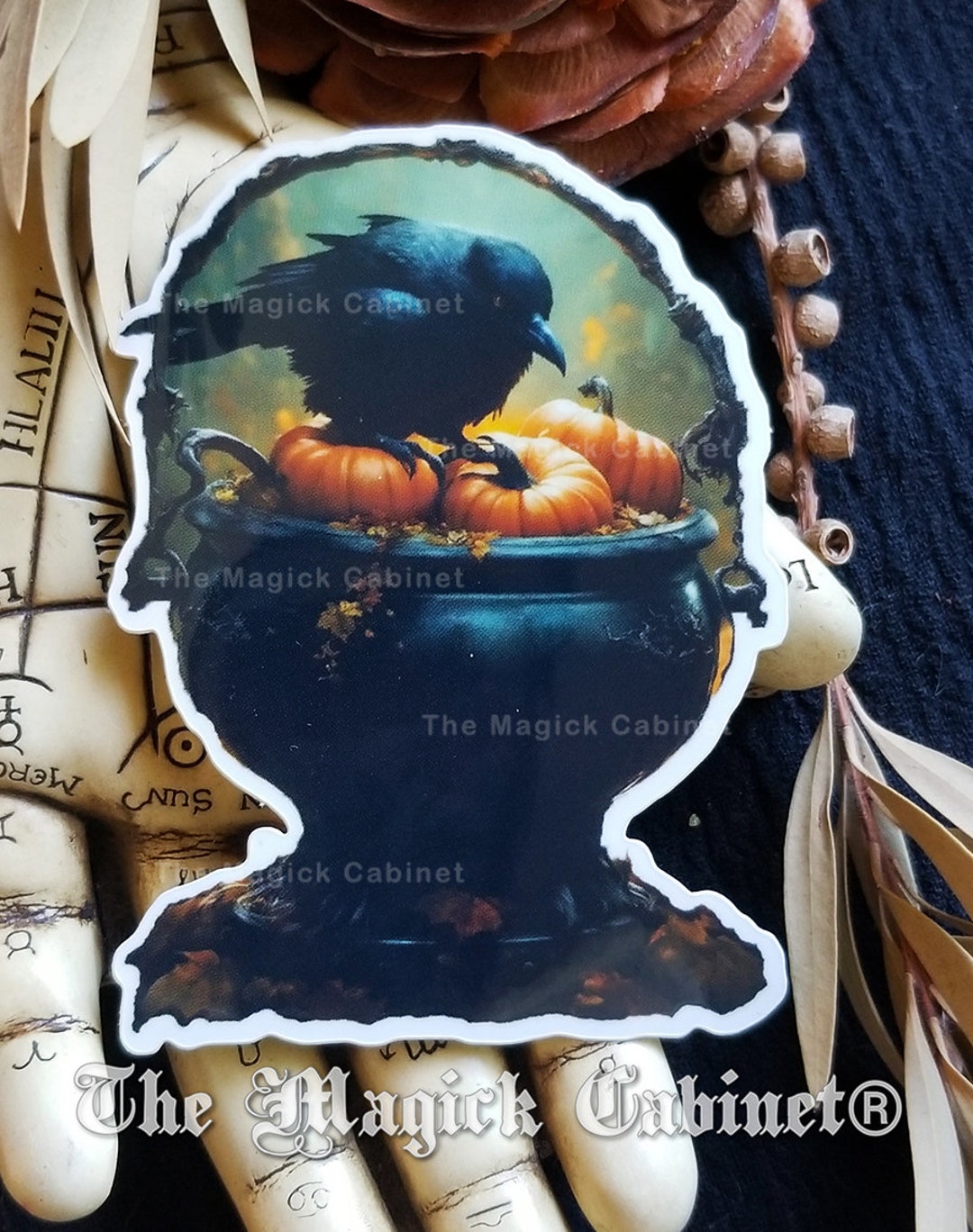 Cauldron Crow Witch Halloween Sticker, Art by the Magick Cabinet ...