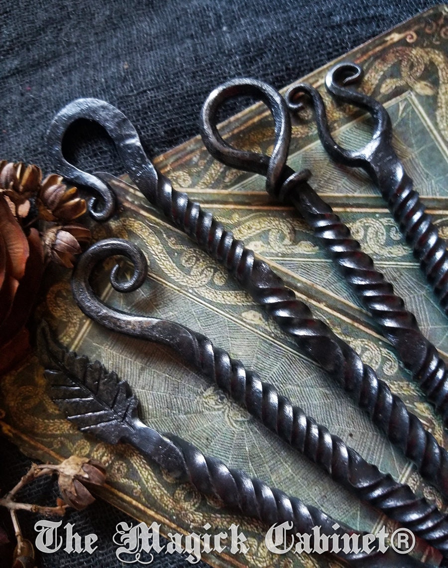 Hand Forged Twisted Iron Witches Nail, Candle Scribe, Witchcraft ...