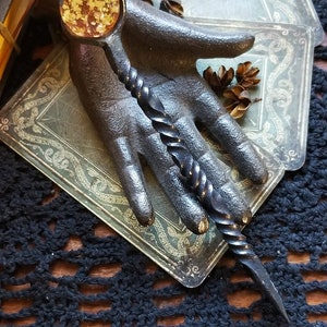 Twisted Hand Forged Iron Witches Nail, GLOW in the Dark Crystal Ball ...