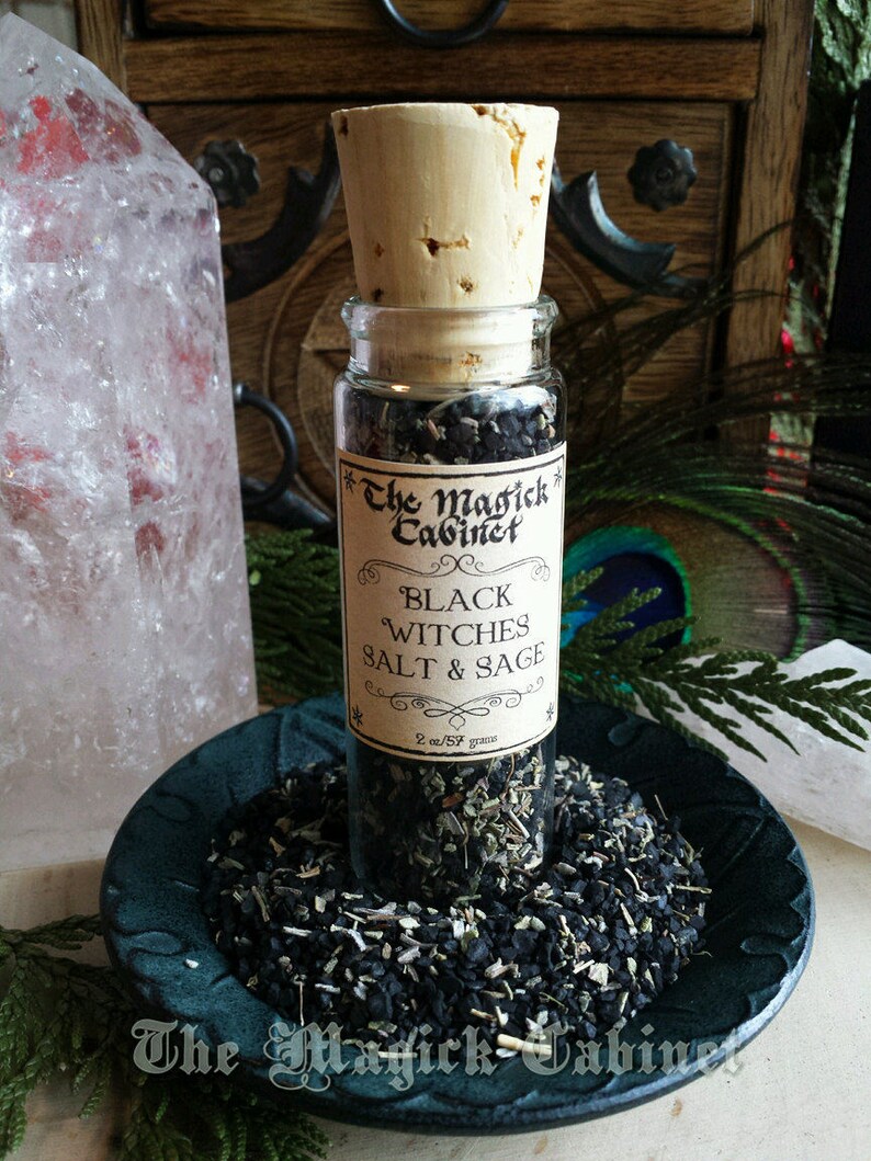 Witches Black Salt with Sage Witchcraft Herbs and Wicca | Etsy