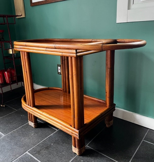 Mid 20th Century Rattan Tiki Bar Cart - Etsy