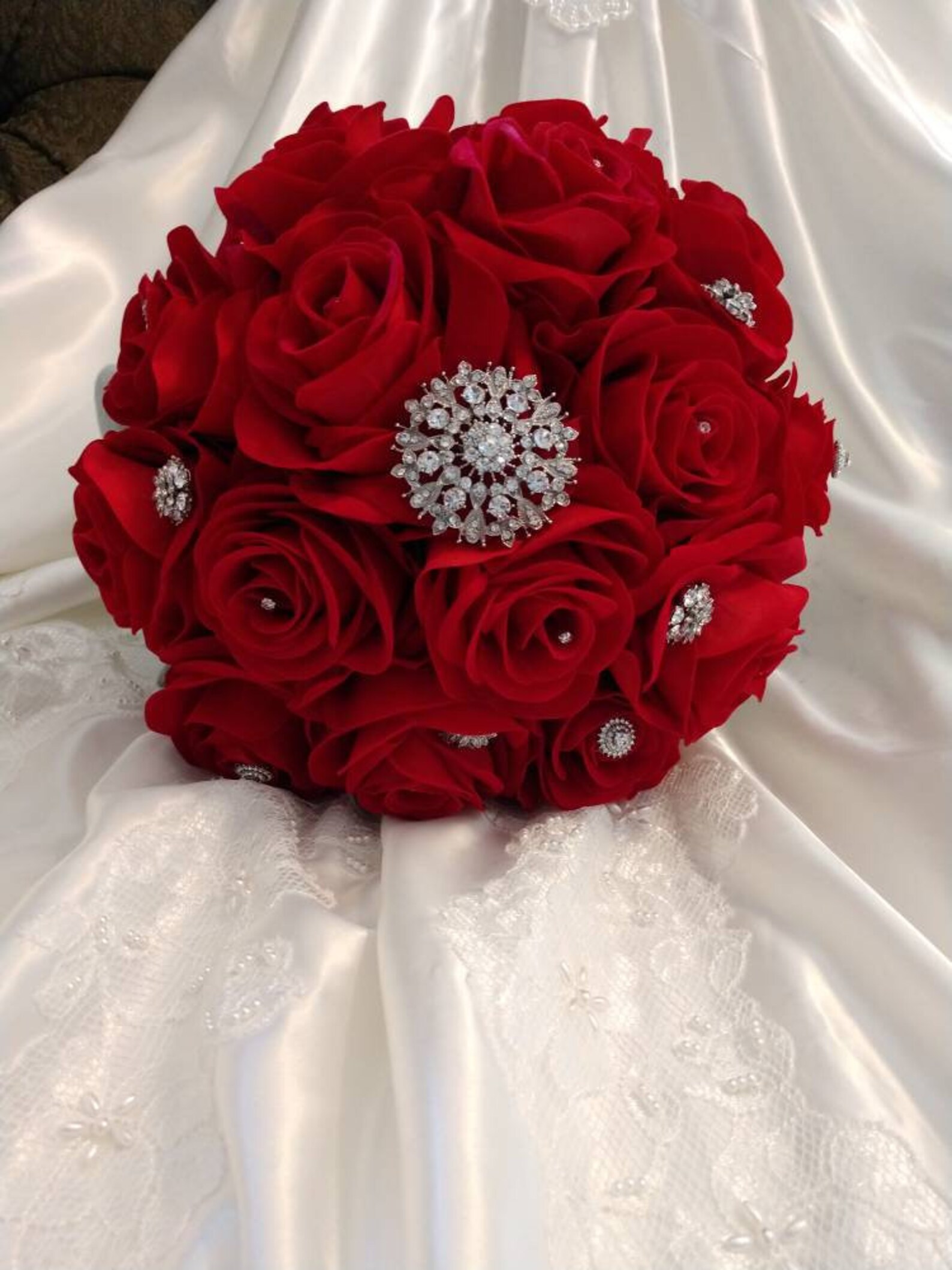 Red & Black Bridal Bouquet - Etsy