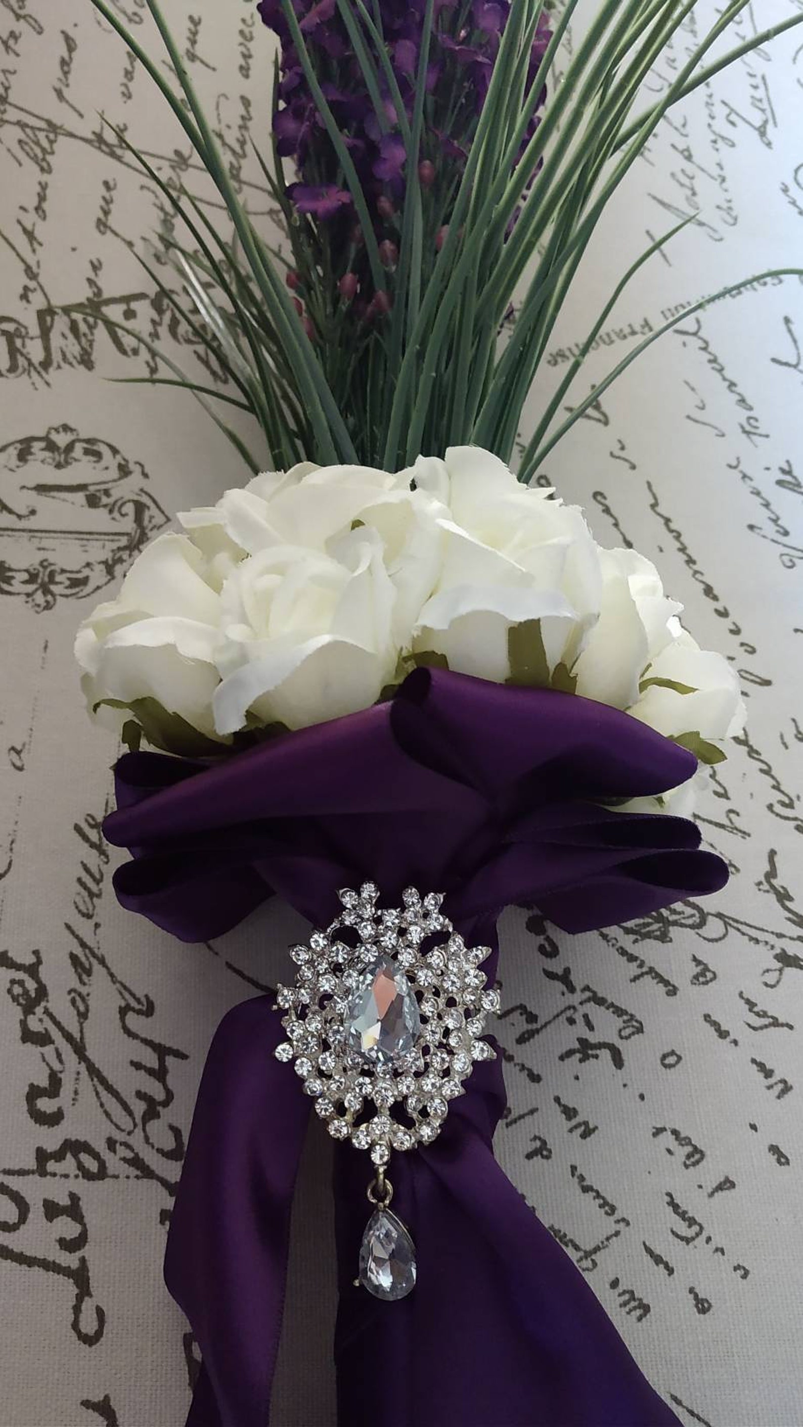 Lovely Lavender and White Rose Bridal or Bridesmaids Bouquet | Etsy