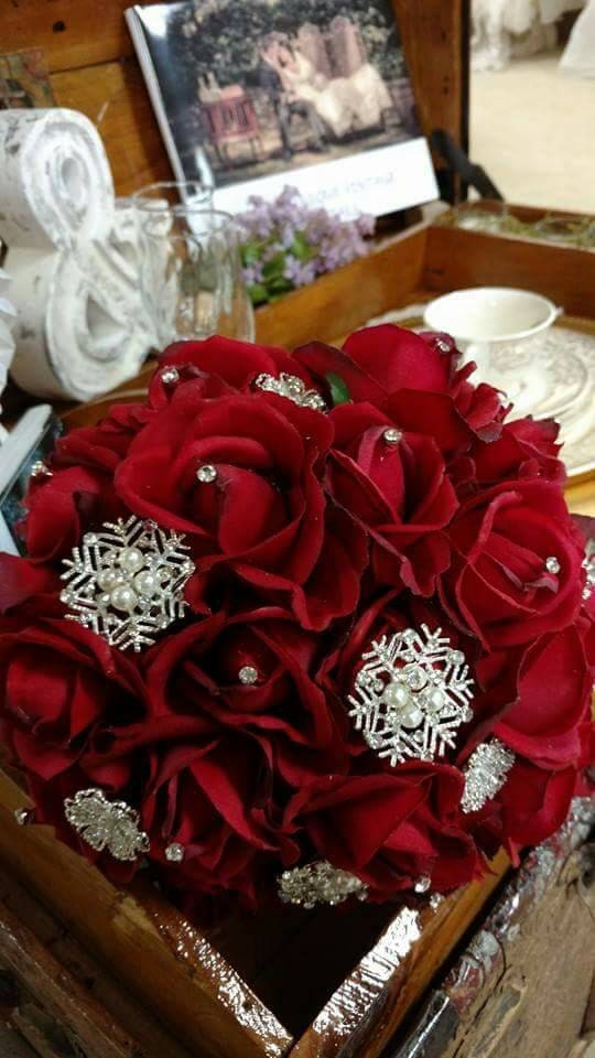 Red Rose Brooch Bouquet