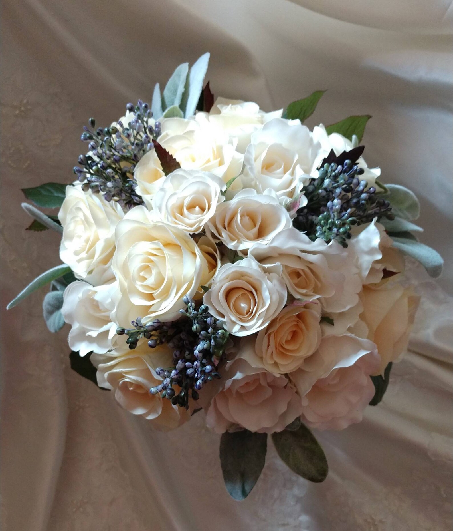 Lovely Ivory Rose Bouquet and Boutonnière - Etsy