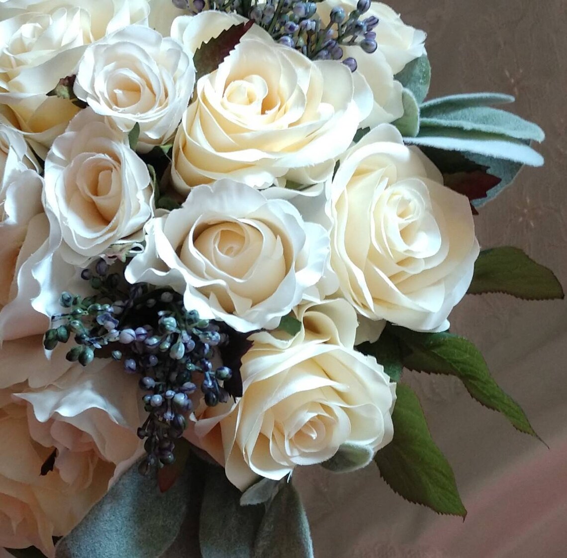 Lovely Ivory Rose Bouquet and Boutonnière - Etsy