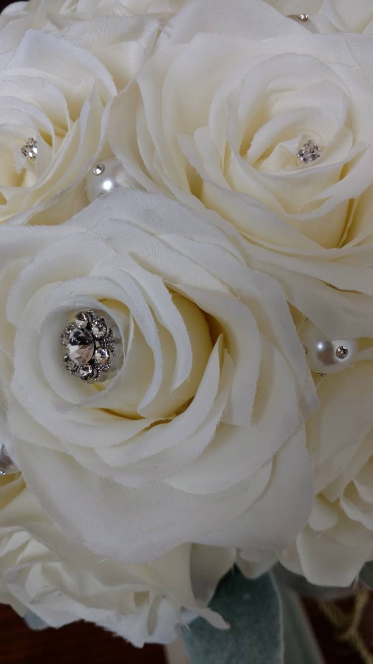 Vintage Inspired Antique White Rose Bouquet