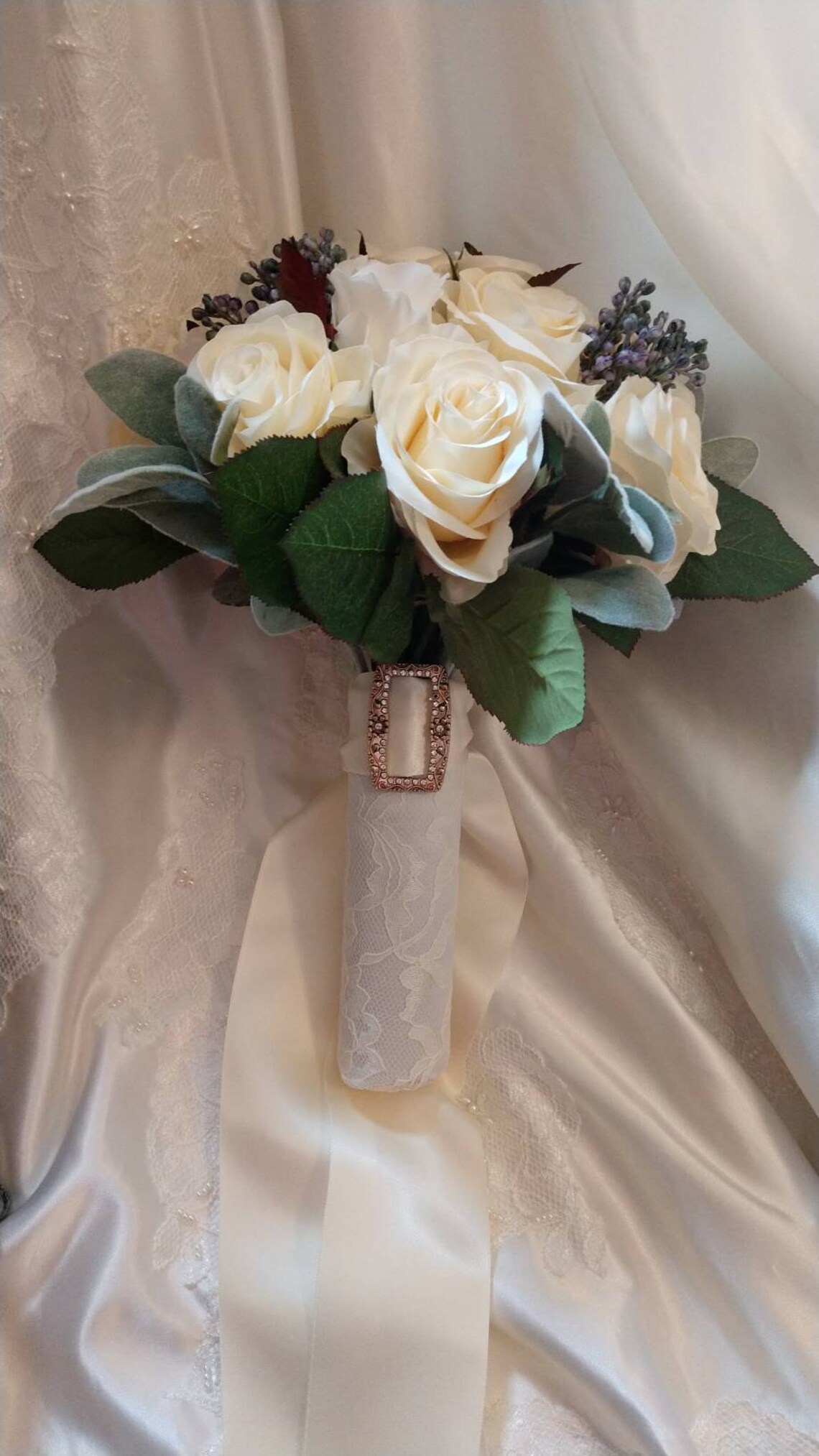 Lovely Ivory Rose Bouquet and Boutonnière - Etsy