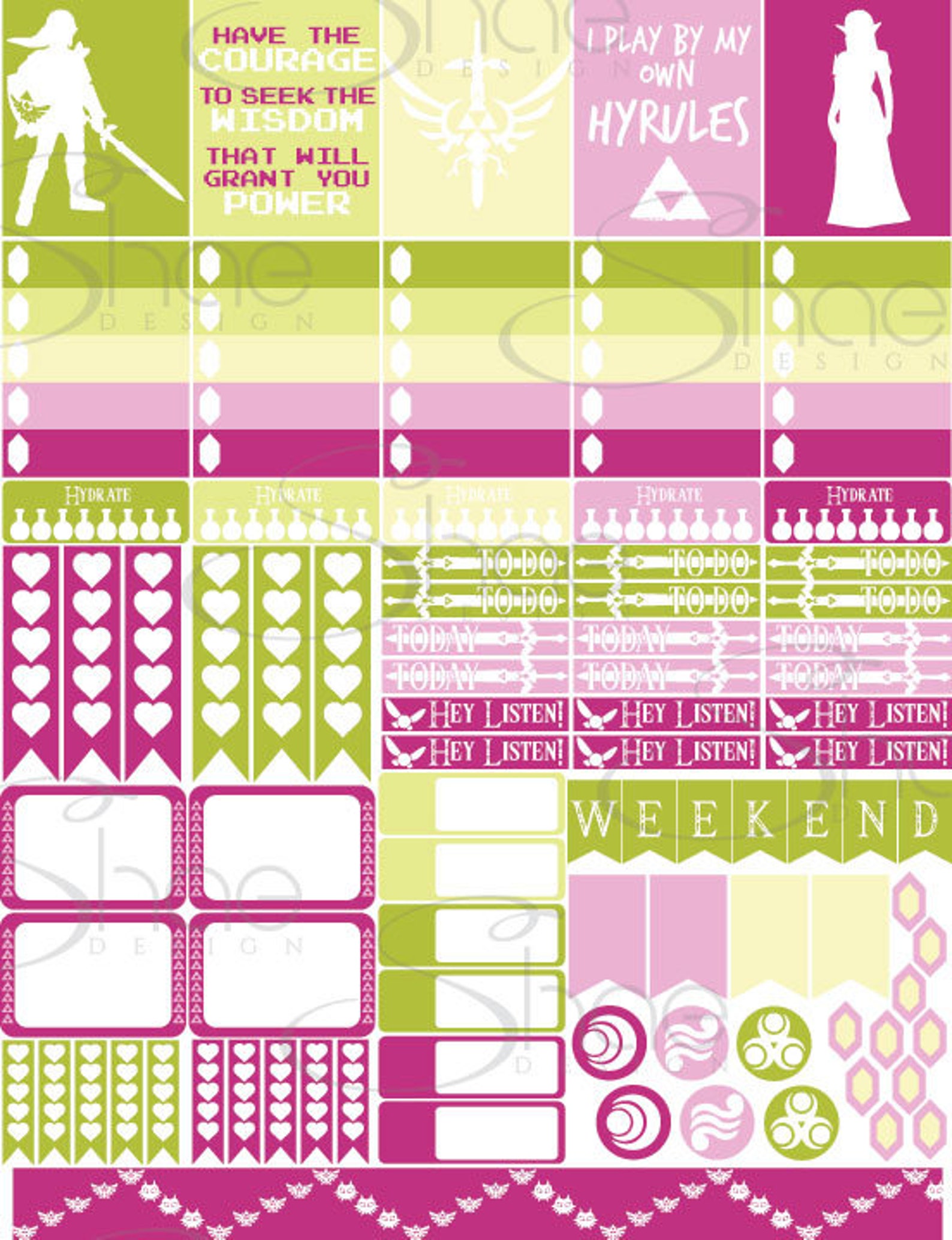 Legend of Zelda Digital Printable Stickers ~ Instant Download ...