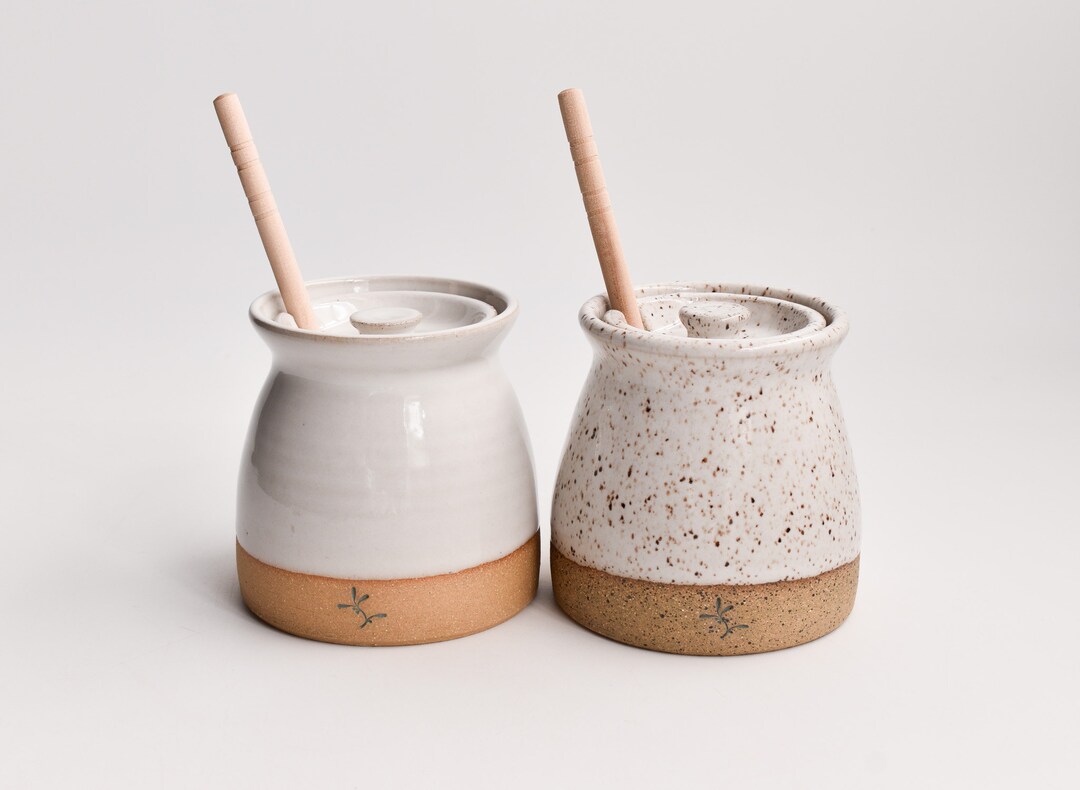 HOMESPUN Collection: Ceramic Honey Pot, Pottery Honey Jar, Honey Jar ...