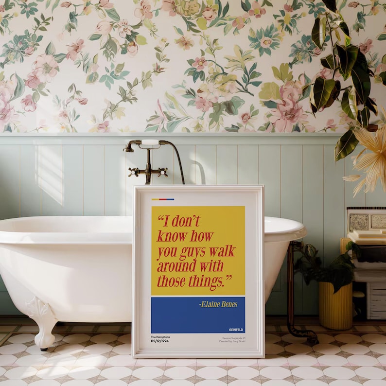 Seinfeld Funny Bathroom Wall Art Set of 2 | Seinfeld Tv Show Quotes ...