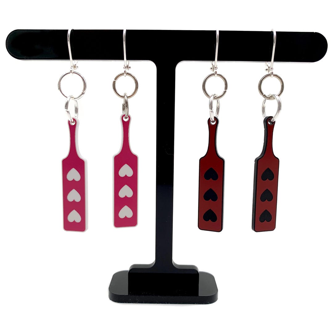 Heart Paddle Earrings, Pink and Red Paddles - Etsy