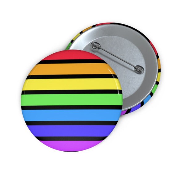 Rainbow Button Rainbow Stripes Pride Button | Etsy