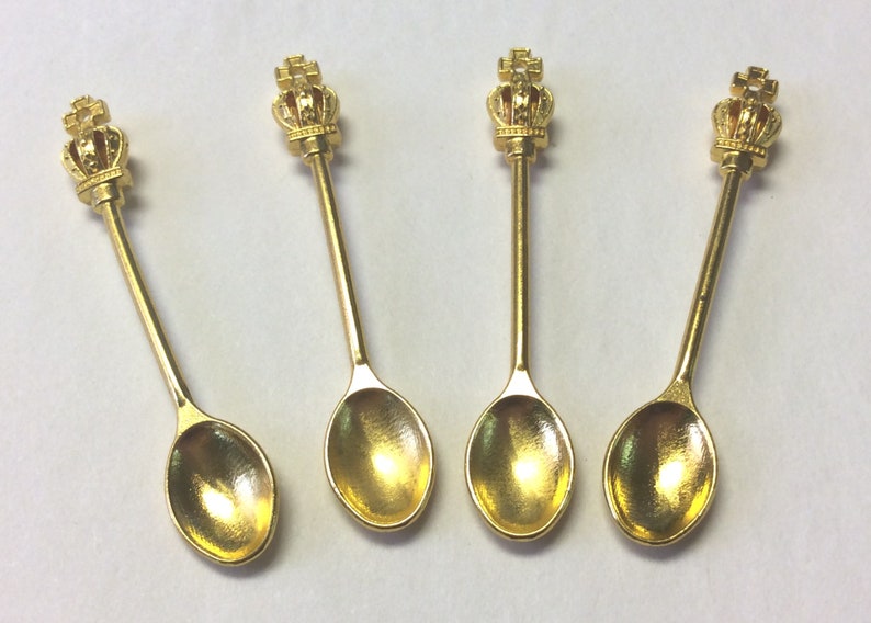 Crown Design Salt Spoons - Set of 4 - Silver Plate or Gold Plate - Etsy