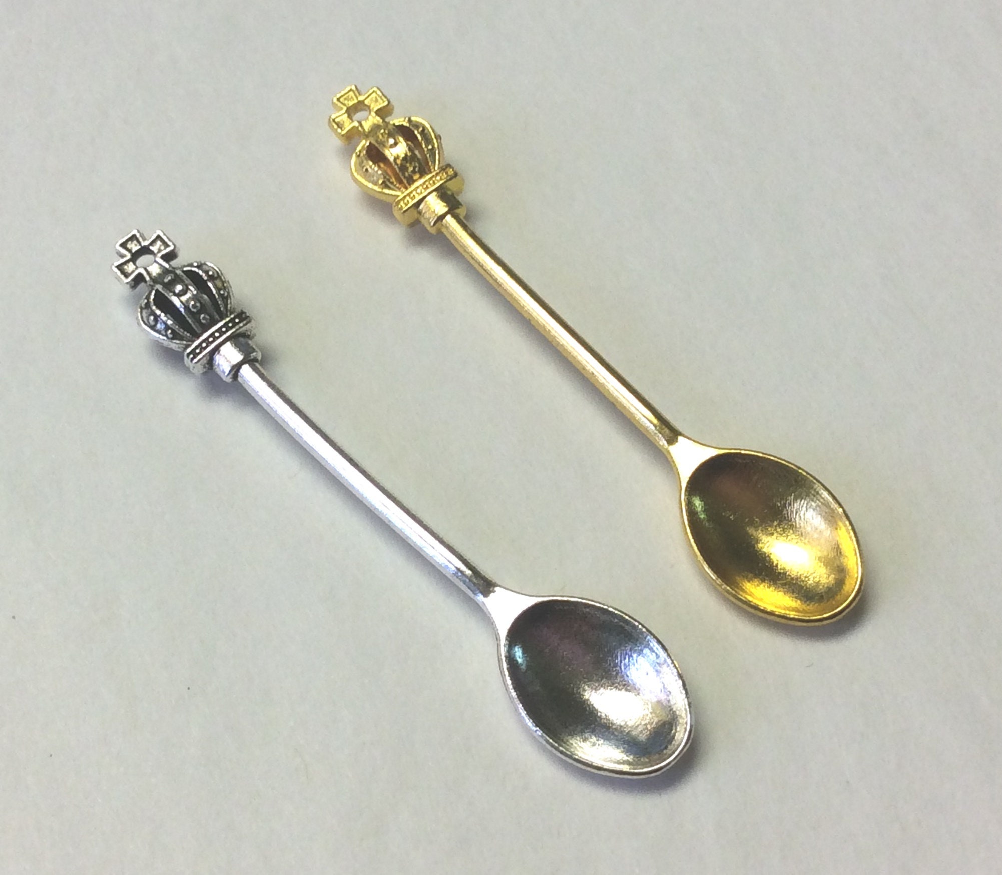 Crown Design Salt Spoons - Set of 4 - Silver Plate or Gold Plate - Etsy