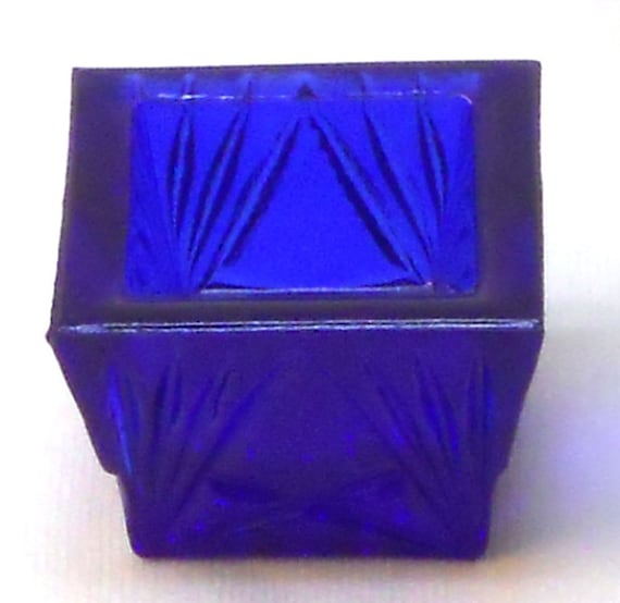 Salt Cellar Square Shape in Cobalt Blue Glass | Etsy
