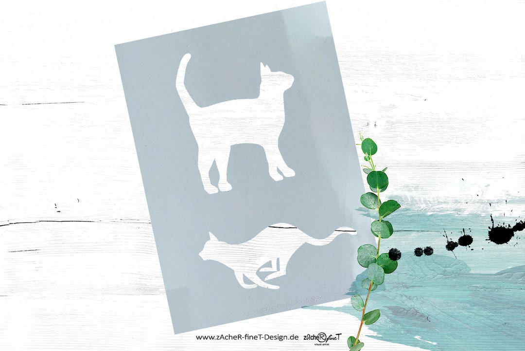 Schablone Katzen - Motivschablone, Katzenschablone für Textilgestaltung ...
