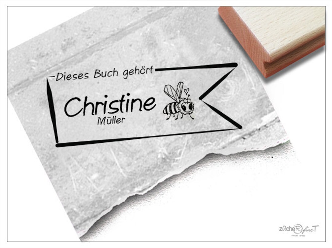Custom Ex Libris Book Stamp BEE as a Banner, Personalized With Name ...