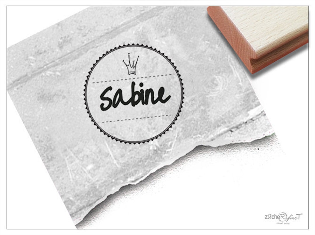 Stempel Personalisiert Rund Name Mit Krone Individueller Namensstempel ...