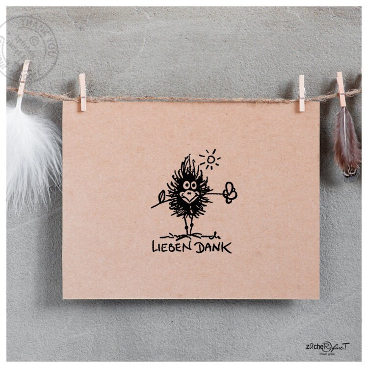 Stamp LOVE THANK YOU with Raven Text Stamp for Your Thank | Etsy