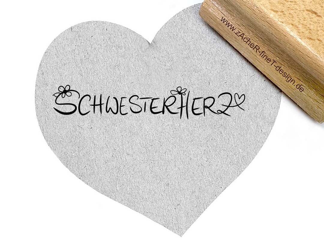 Handmade Stamp SISTER HEART - Text Stamp, Lettering Stamp, Handwriting ...