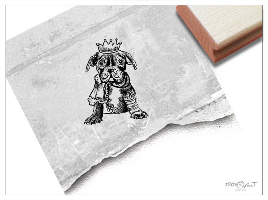 Stamp Artstamp DOG Bully With Crown, French Bulldog - Animal Stamp for ...