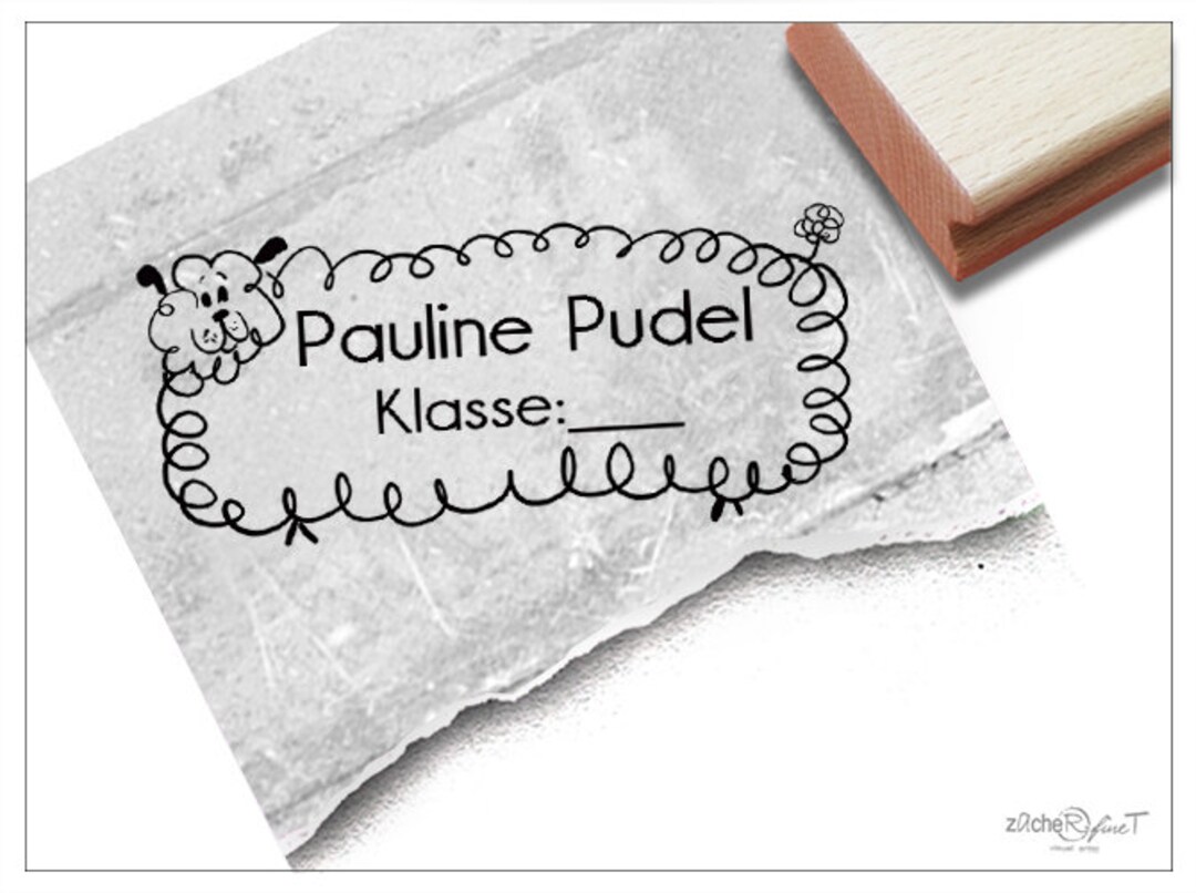Individual School Stamp With Dog, Poodle Name Stamp Personalized With ...