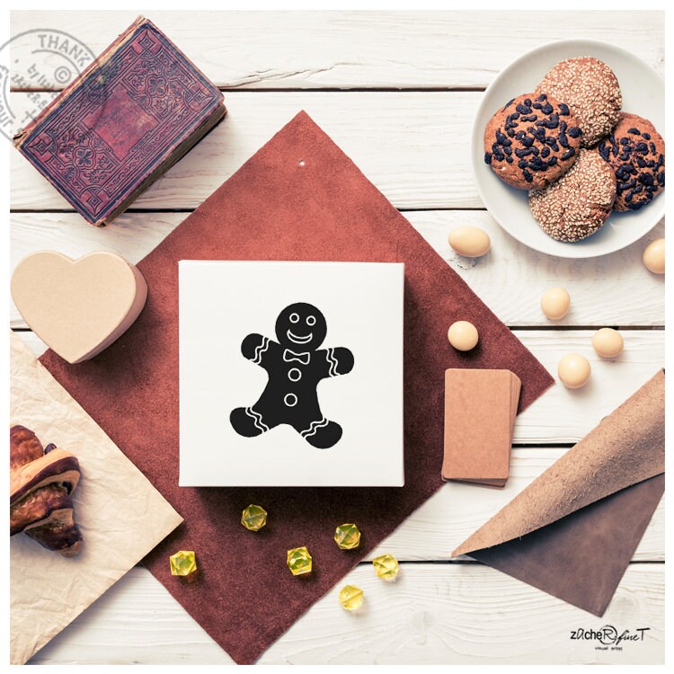 Christmas Stamp rubber stamp Little gingerbread man for | Etsy