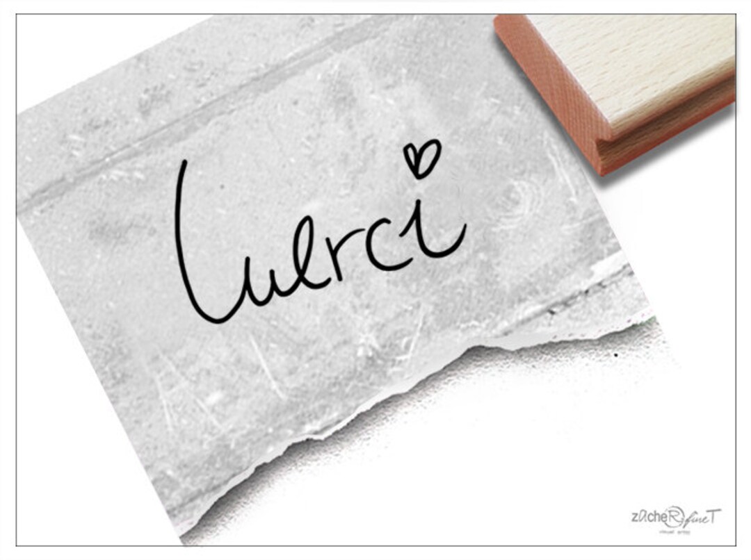 Stamp Merci With Heart, in Handwriting - Text Stamp for Your Thank You ...