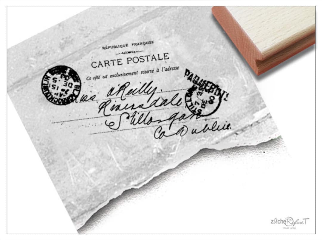 Stempel Textstempel Carte Postale II, alte französische Handschrift mit ...